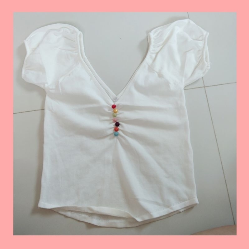 เสื้อแขนตุ๊กตา Topping collection มือสอง | Shopee Thailand