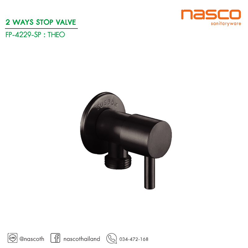NASCO วาล์วดำ วาล์วเปิด-ปิดน้ำ 1/2" แบบ 2 ทาง FB-4229-SP : THEO ...