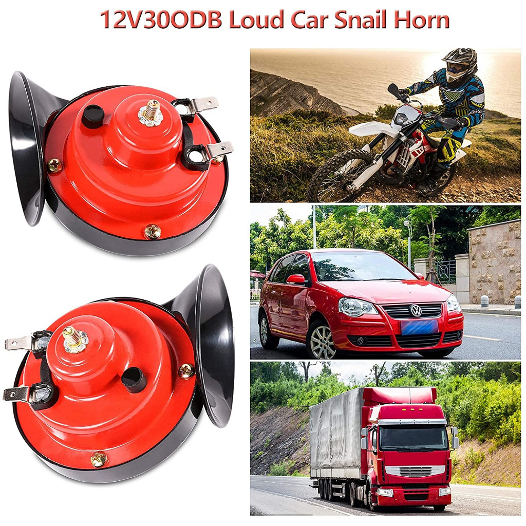 แตรหอยโข่ง 300DB 12V แตรรถไฟหอยทากไฟฟ้าสากล 1pcs สีแดง | Shopee Thailand