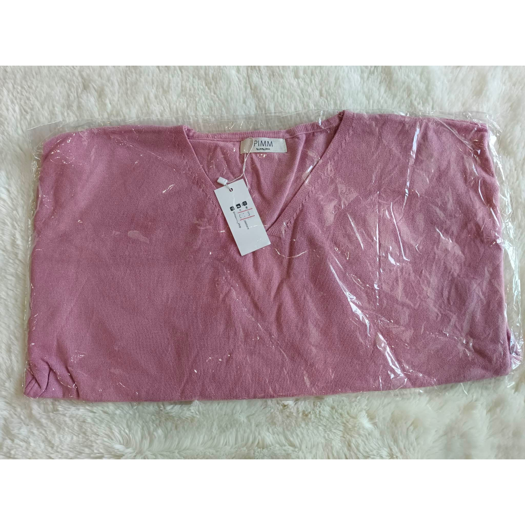 (อก44-54”)เสื้อไหมพรมคอวีแขนล้ำ pimm 073 ทรง Best Seller เนื้อไหมพรมนุ่ม | Shopee Thailand