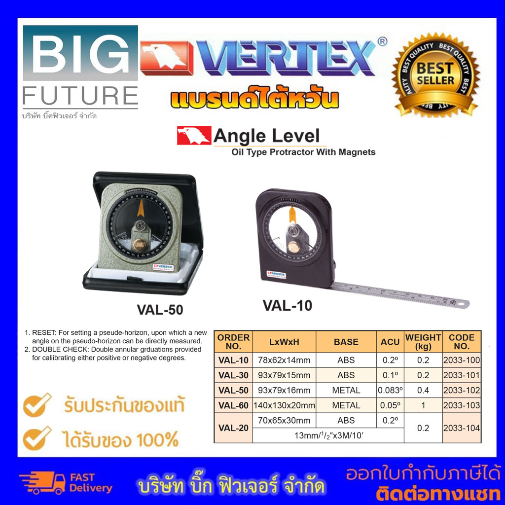 Vertex Angle Level จานวัดองศาแบบแม่เหล็ก แบรนด์ไต้หวัน ยี่ห้อ VERTEX ...