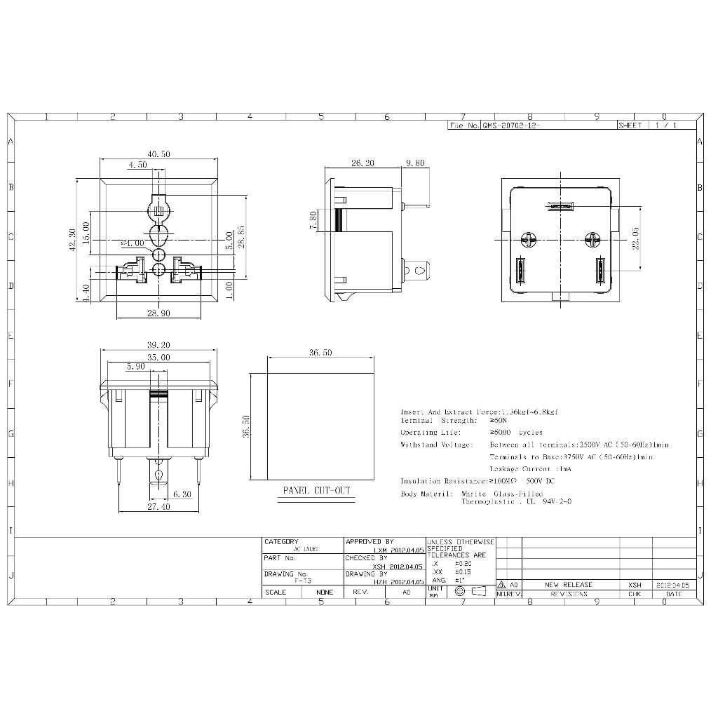 ULTIMAX F-T3 เต้ารับ AC Universal Socket 10A 220V ตัวเมีย ทองแดง ติด ...