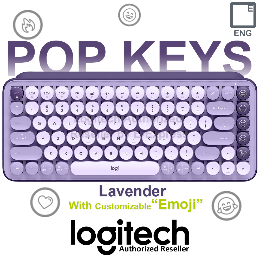 Logitech POP Keys Wireless & Bluetooth Keyboard (Lavender) (EN) คีบอร์ด ...