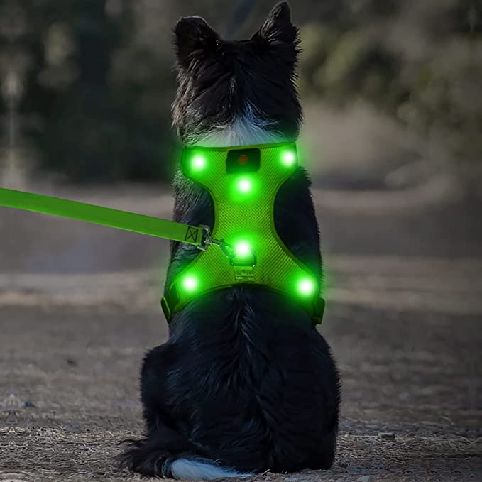 LED Dog Harness | 3 Flashing Modes Reflective Light Vest สายรัดอกสุนัข ...