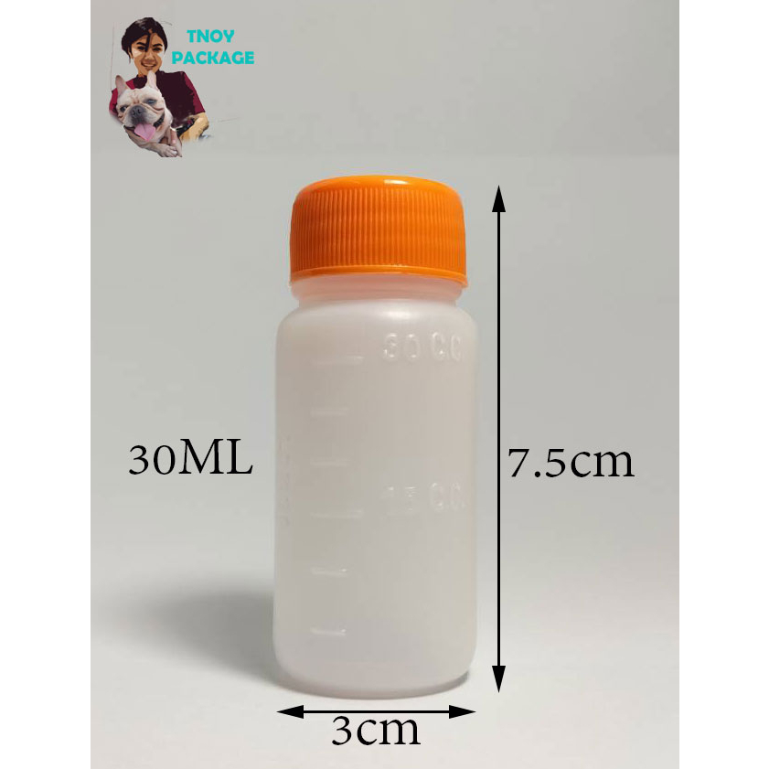 ขวด 30 มล. (100ใบ) ขวดพลาสติก 30cc ขวดพลาสติกขาวมีขีด 30ml + ฝาพลาสติก | Shopee Thailand