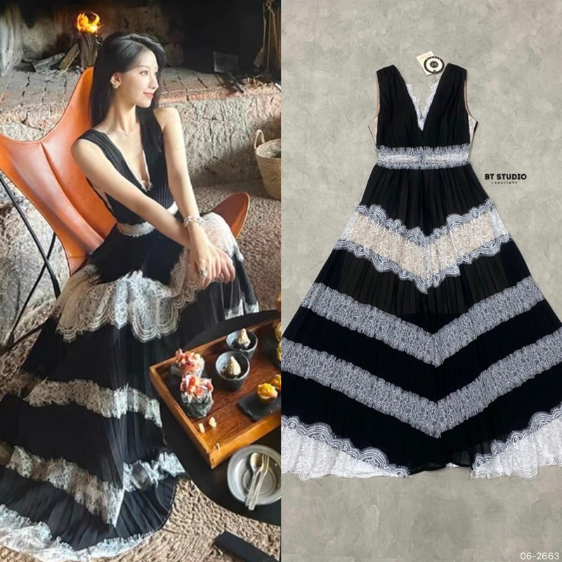 CODE : 06-2663 แม๊กซี่เดรสแขนกุด เดรสยาวไปงาน งานป้าย BT | Shopee Thailand