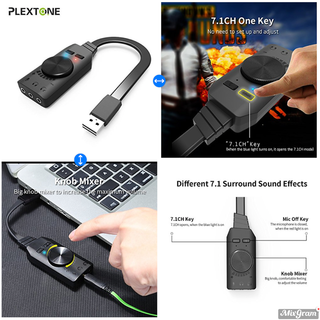 USB Sound PLEXTONE GS3 Mark II USB External Gaming Sound Card Virtual 7 ...