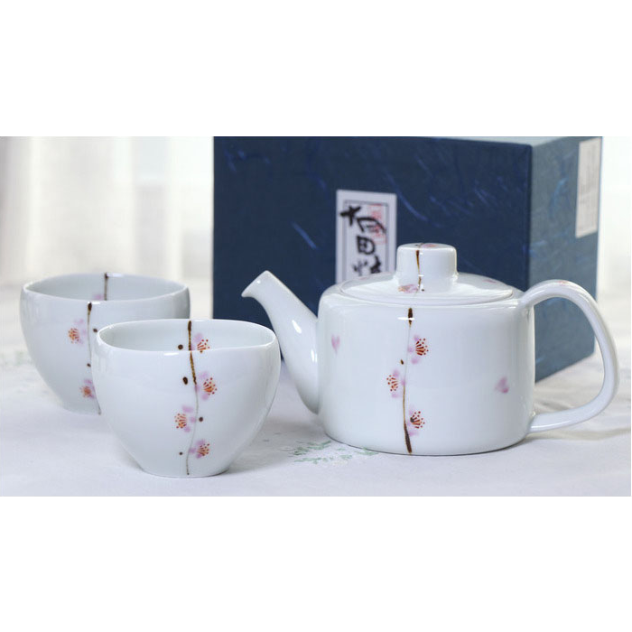 Japan Arita Yaki Hand-painted Sakura Ceramic Teapot Set a pot of 2 cups ...