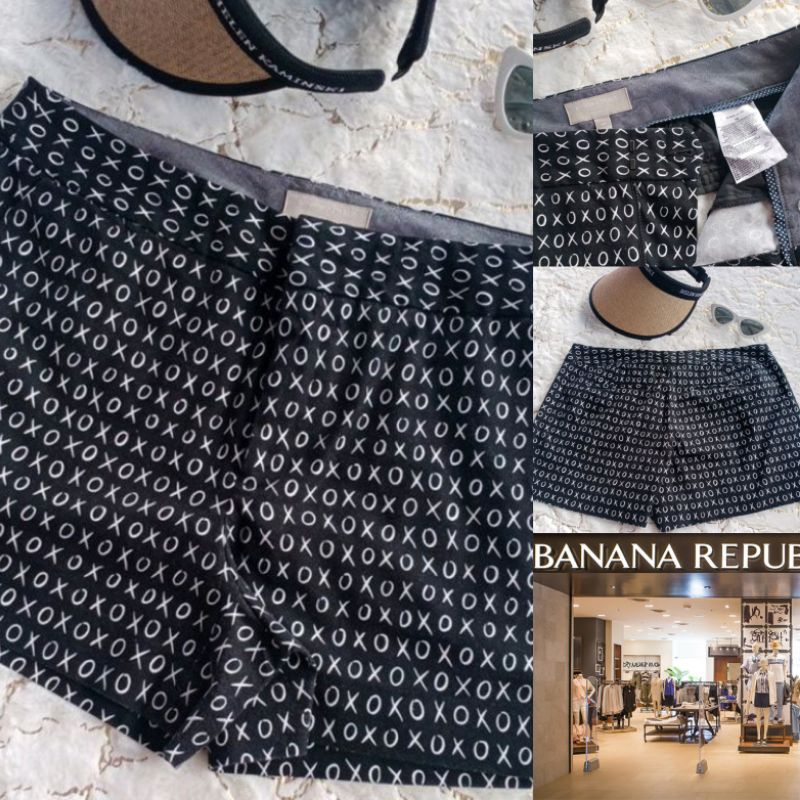 กางเกงขาสั้น BANANA REPUBLIC size 10 สีดำ ลาย xo | Shopee Thailand