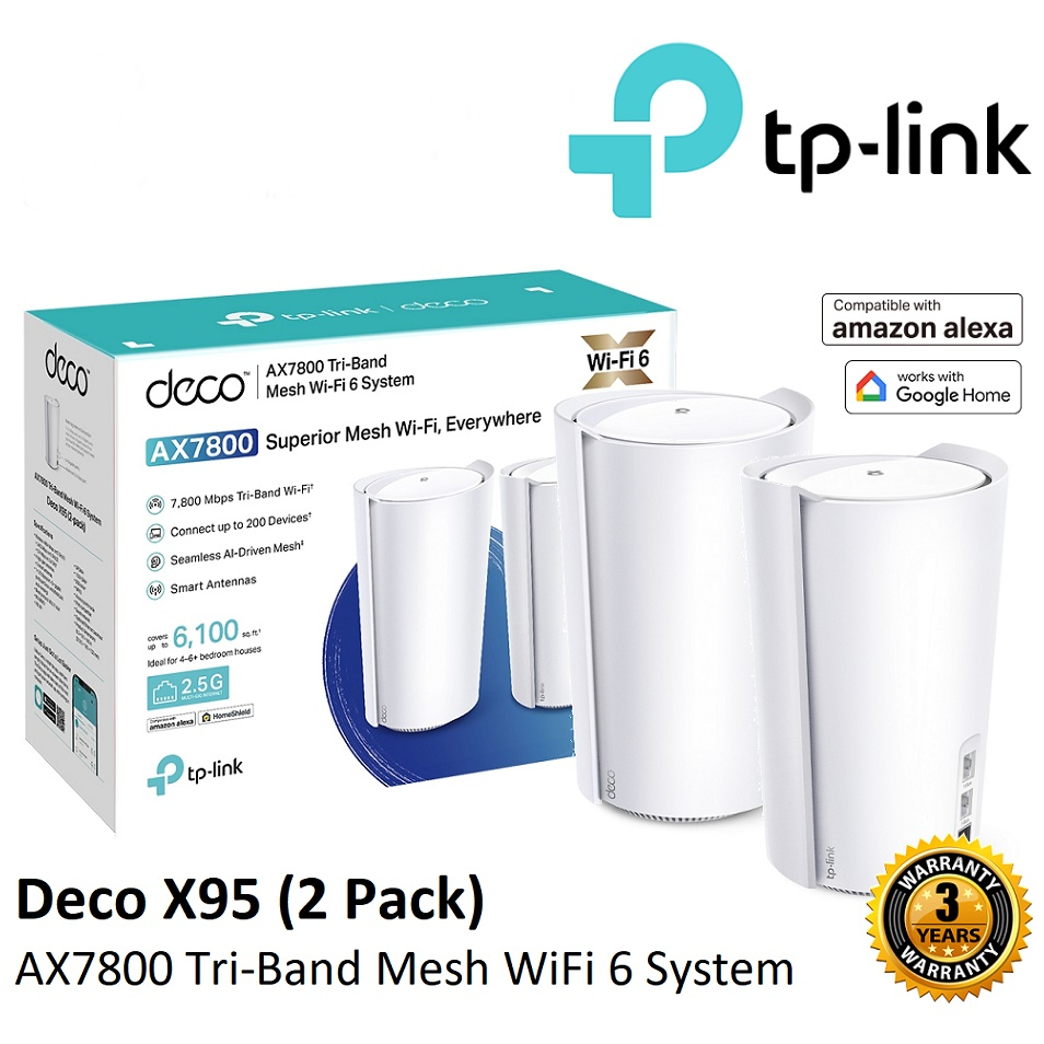 TP-LINK (Deco X95) AX7800 Whole Home Mesh WiFi 6 System True Tri-Band ...