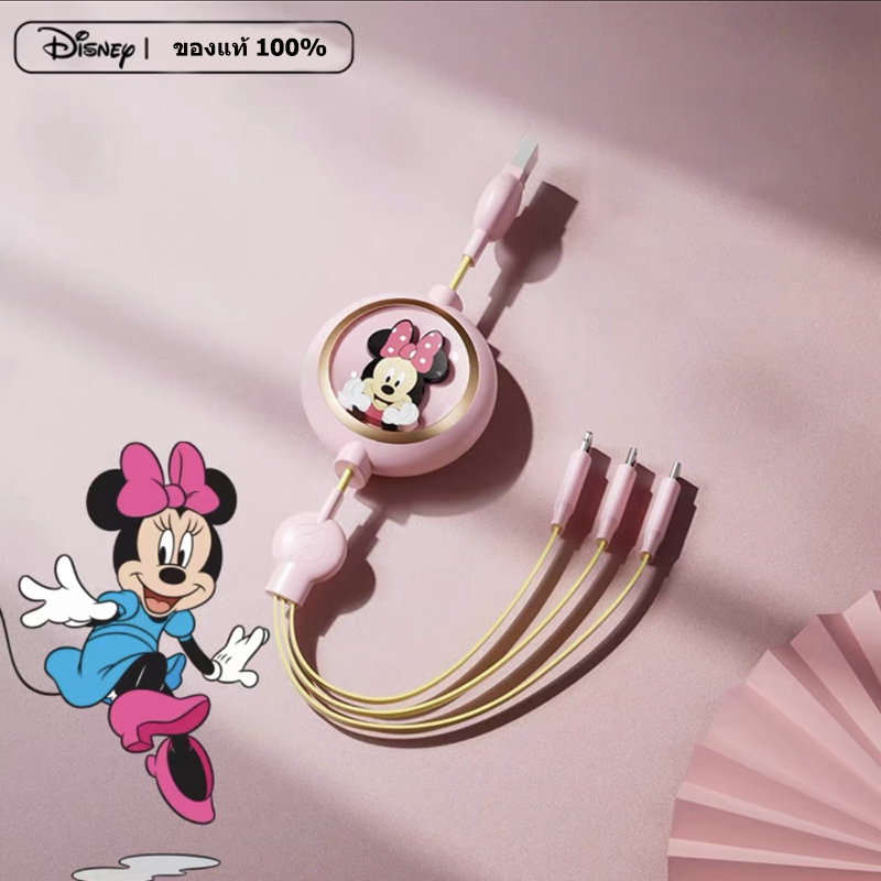 Disney สายชาร์จ ของแท้ 100% 3 in 1 fast Charger สำหรับ ios /Micro USB ...