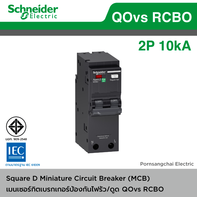 Schneider เมนเซอร์กิตเบรกเกอร์กันไฟดูด/ไฟรั่ว Main Circuit Breaker 2P ...