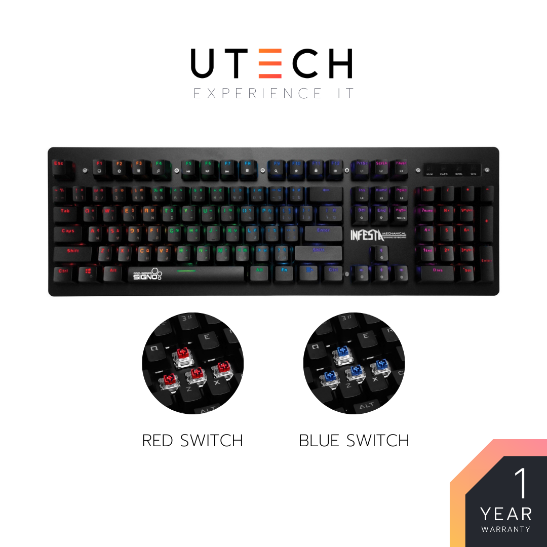 SIGNO Keyboard SIGNO KB-738 INFESTA BULE SWITCH / RED SWITCH by UTECH | Shopee Thailand