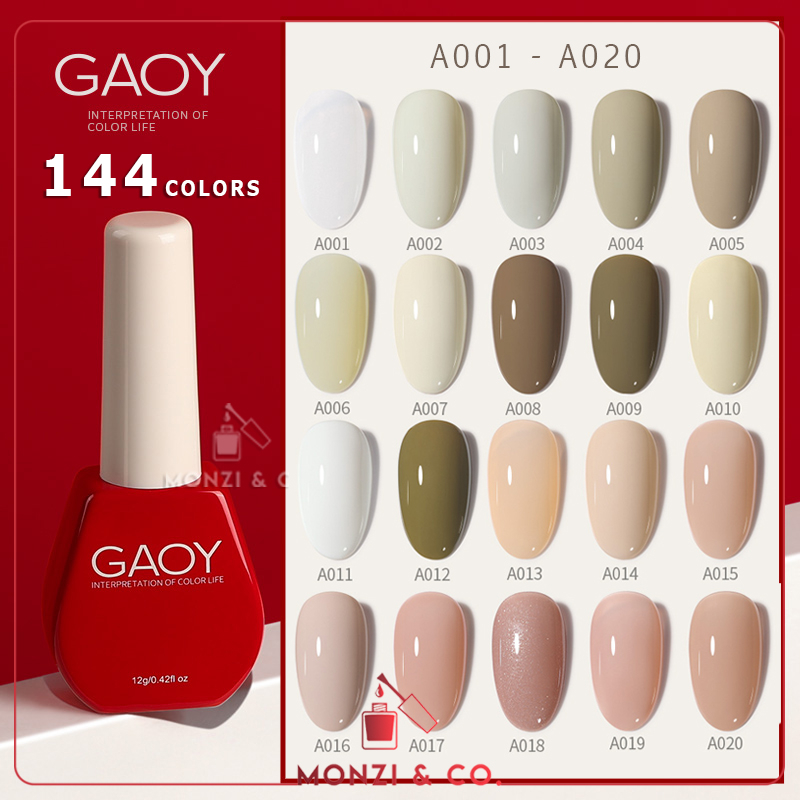 พร้อมส่งในไทย สีเจล สีทาเล็บเจล GAOY A001-A040 ต้องอบ สีเงา ลื่น ทาง่าย สีสวย เม็ดสีแน่น 12ml ...