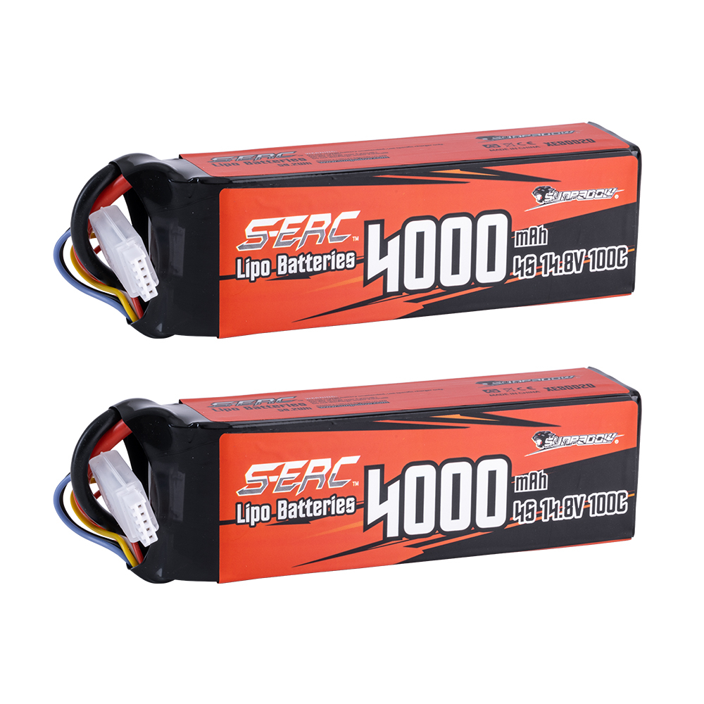 2PCS แบตเตอรี่ลิโพ Lipo Battery 4S (4เซล) 14.8V 4000mah 100C XT60 ใช้ ...