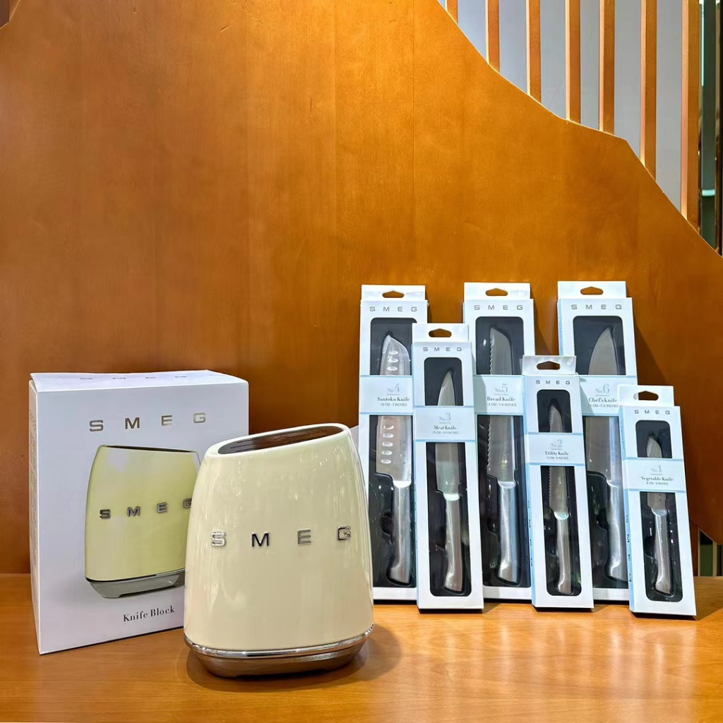 SMEG Smag Vintage Knife Holder 7-piece Set of High end Household Knife ...