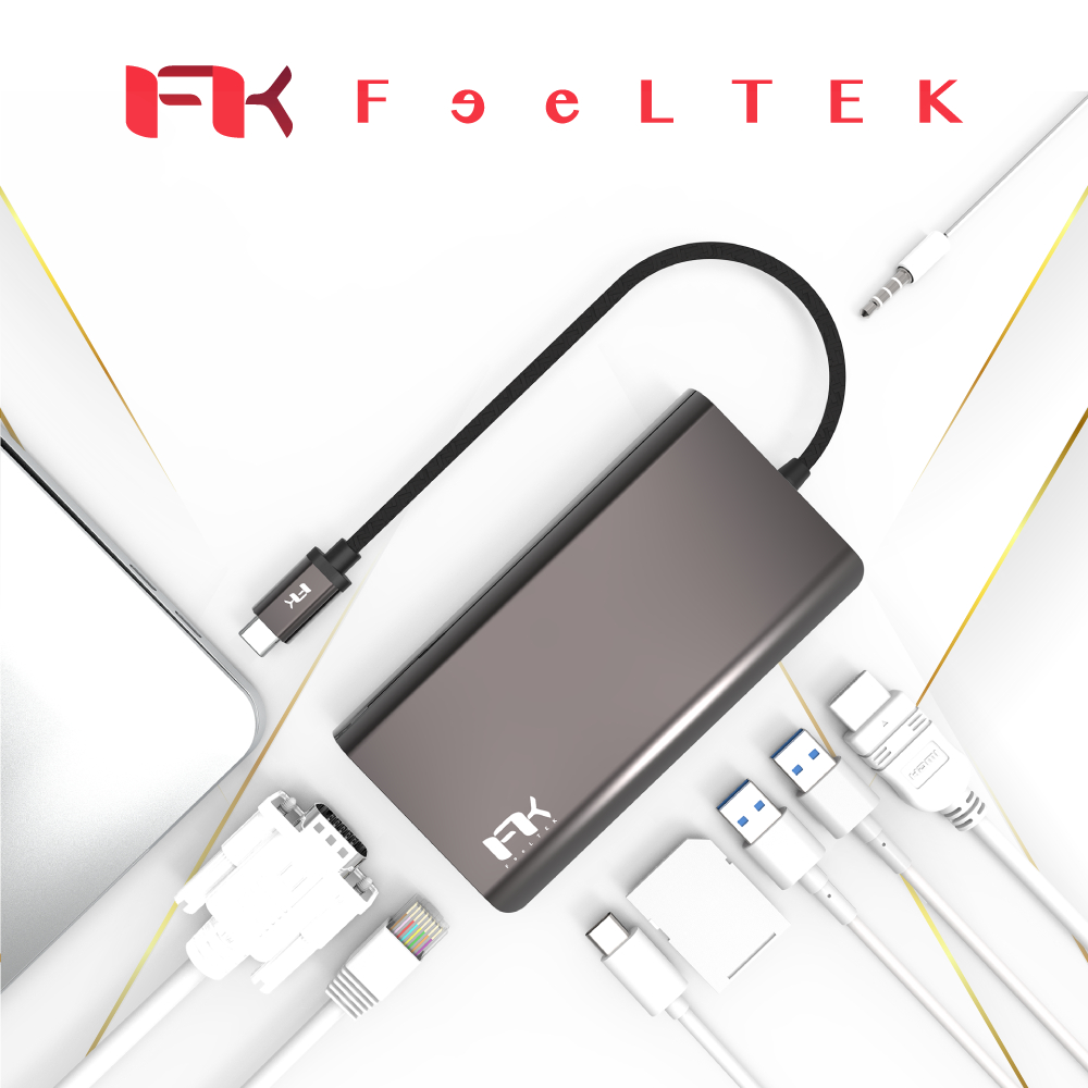 FEELTEK PORTABLE 8 IN 1 USB-C HUB อุปกรณ์แปลงสัญญาณต่อพ่วงยูเอสบี ...