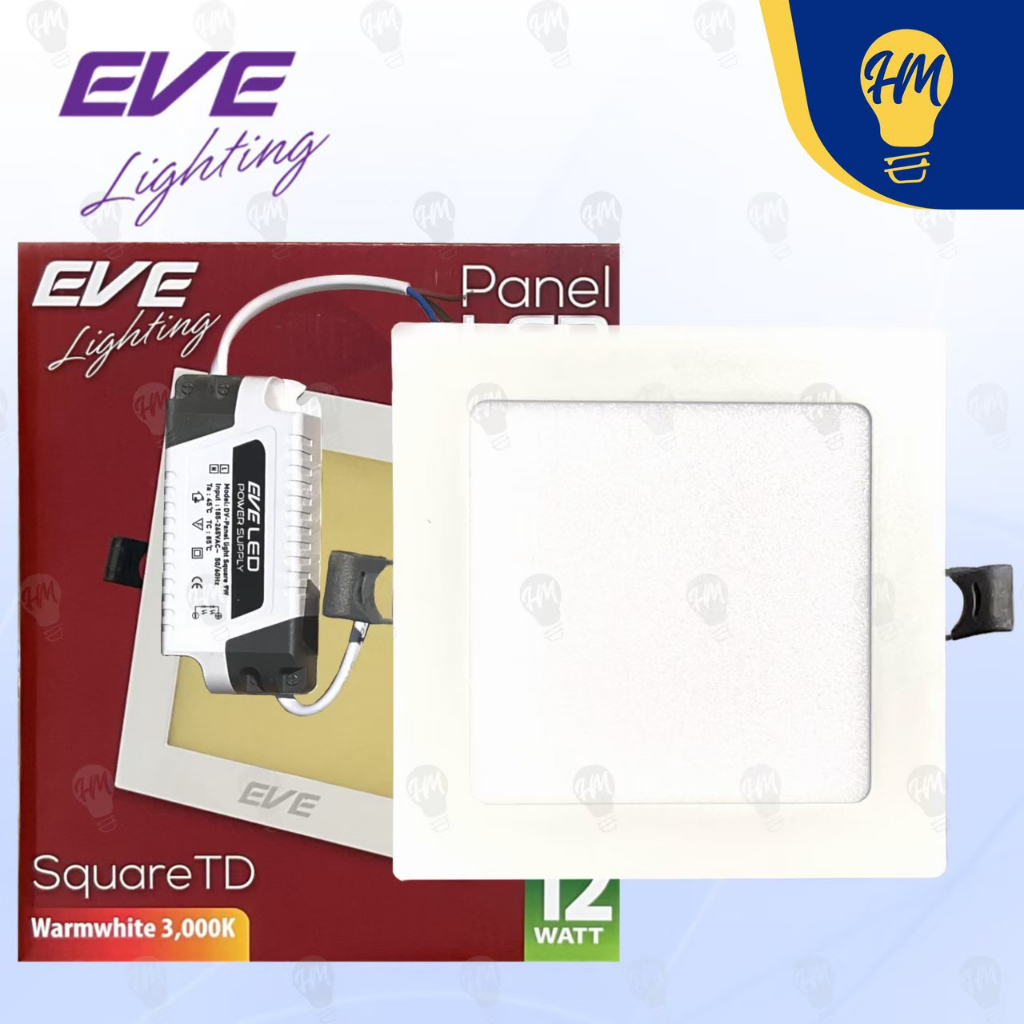 EVE Panel ดาวน์ไลท์ LED 6w. 9w. 12w. 18w. 24w. สี่เหลี่ยม แสงขาว/วอร์ม ...
