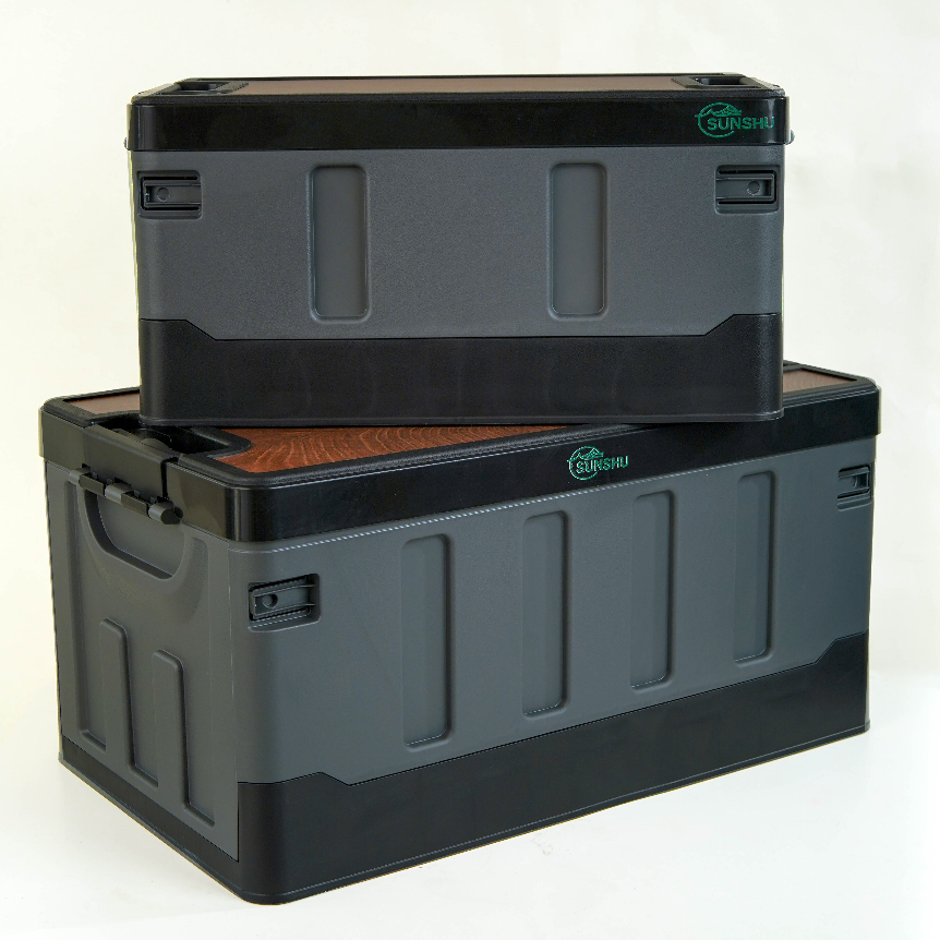 SUNSHU กล่องใส่ของ กล่องเก็บของอเนกประสงค์พับเก็บได้ สไตล์มินิมอล ขนาด 35L, 60L วางซ้อนกันได้ ท็ ...