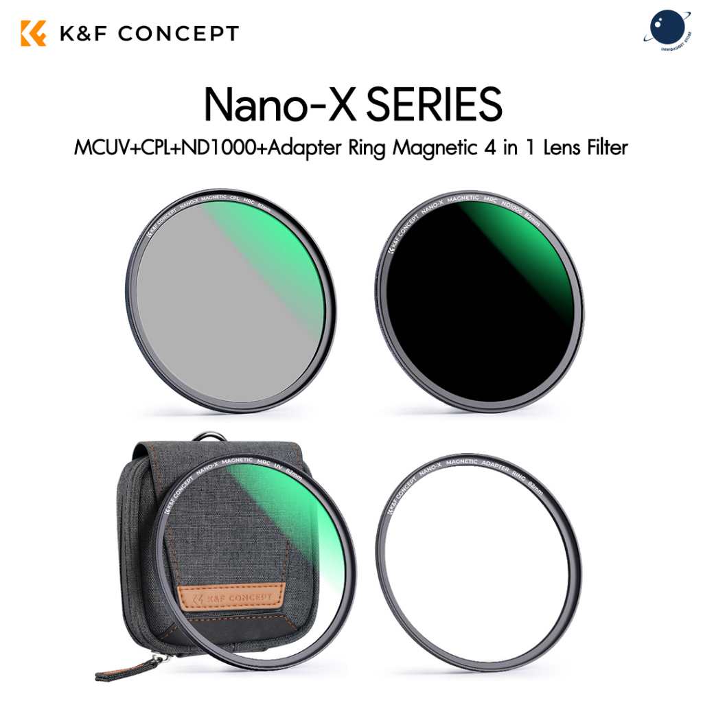 K&F 82mm Nano-X, MCUV+CPL+ND1000+Adapter Ring Magnetic 4 in 1 Lens Filter Kit ประกันศูนย์ไทย 2 ...