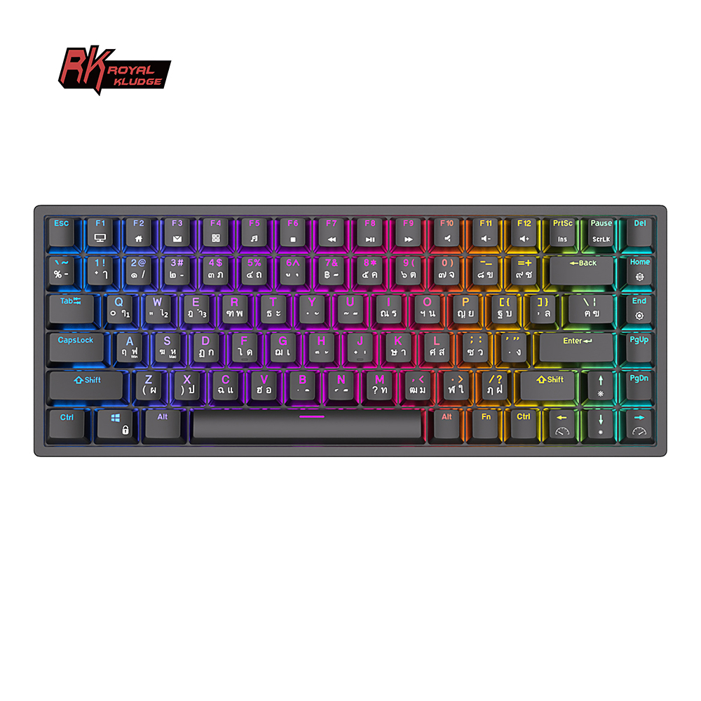 Royal kludge RK84 Black คีย์บอร์ดล่นเกมบลูทูธไร้สาย BT5.0/2.4G/USB-C ...