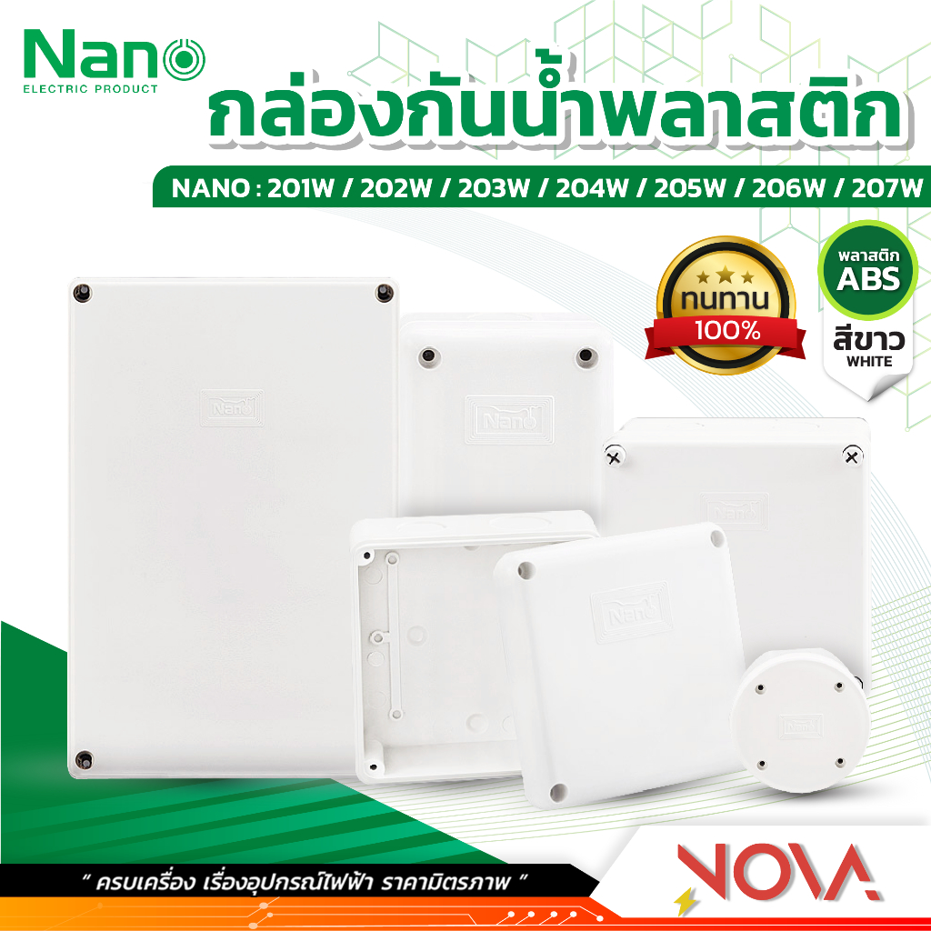 กล่องกันน้ำพลาสติก กล่องกันน้ำ ตู้กันน้ำพลาสติก นาโน สีขาว IP65 ...