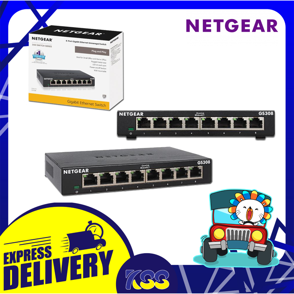 สวิตซ์ฮับ สวิตซ์เพิ่มช่องแลน Netgear GS308 8 Port Gigabit Unmanaged ...
