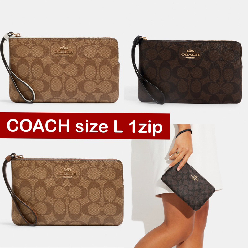 COACH Large Corner Zip Wristlet In Signature Canvas Style No. 3888 No ...