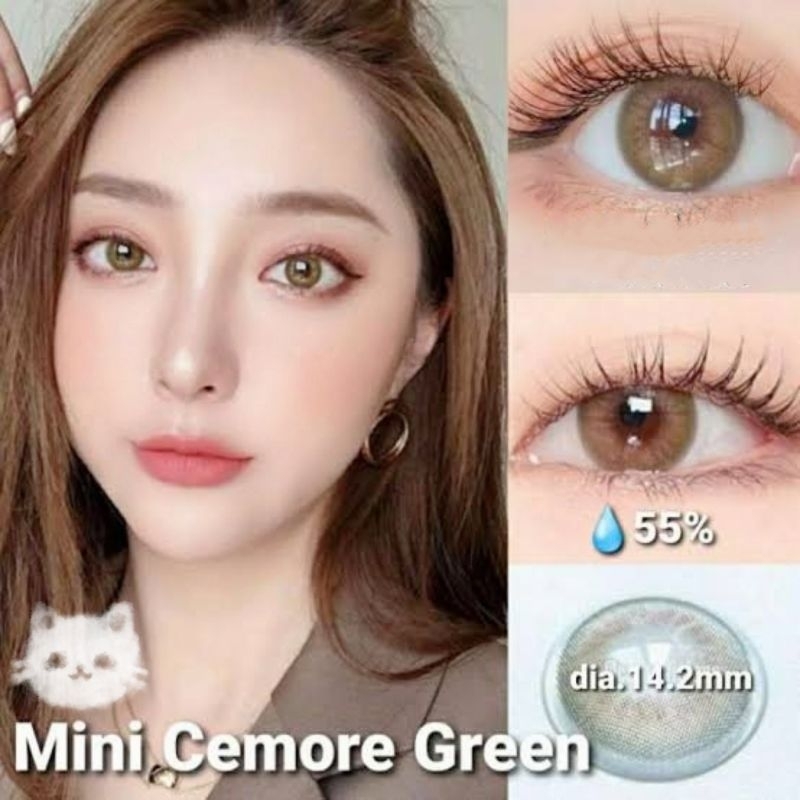 คอนแทคเลนส์ รุ่น Mini Cemore สีเขียว/Green มีค่าสายตา (0.00)-(10.00) | Shopee Thailand
