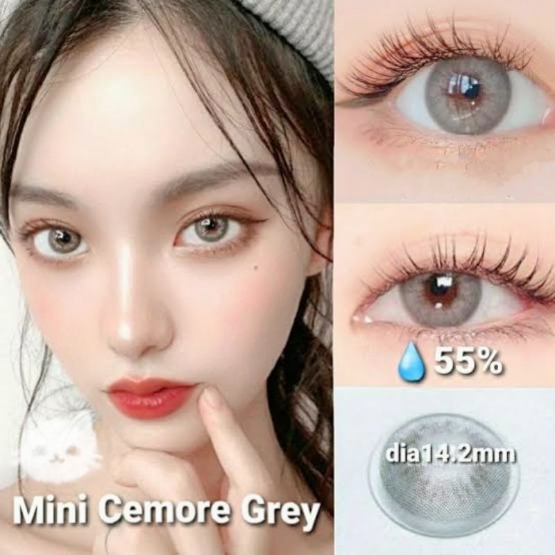 คอนแทคเลนส์ รุ่น Mini Cemore สีเทา/ตาล Gray/Brown มีค่าสายตา (0.00)-(10 ...