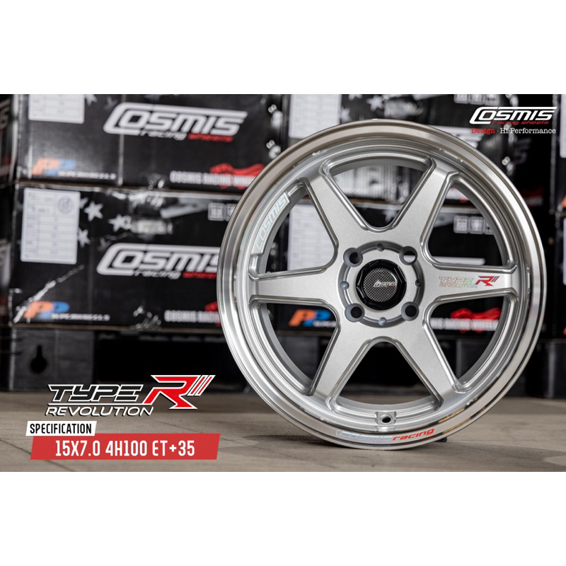 ล้อแท้ Cosmis type R ขอบ15 4รู100 สีดำขอบเงา เบาทนทาน | Shopee Thailand