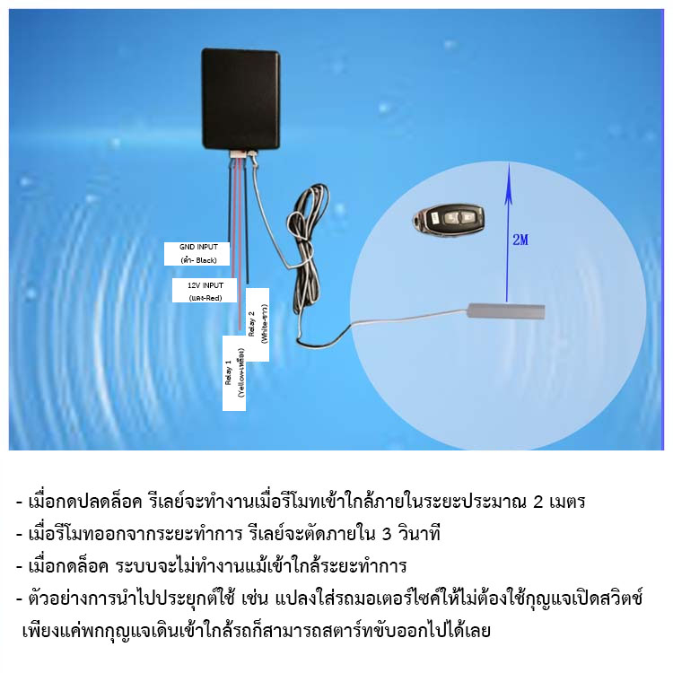 ชุดรีโมทคีย์เลส PKE Keyless 12V RFID Remote Relay Out เดินเข้าใกล้เปิด ...