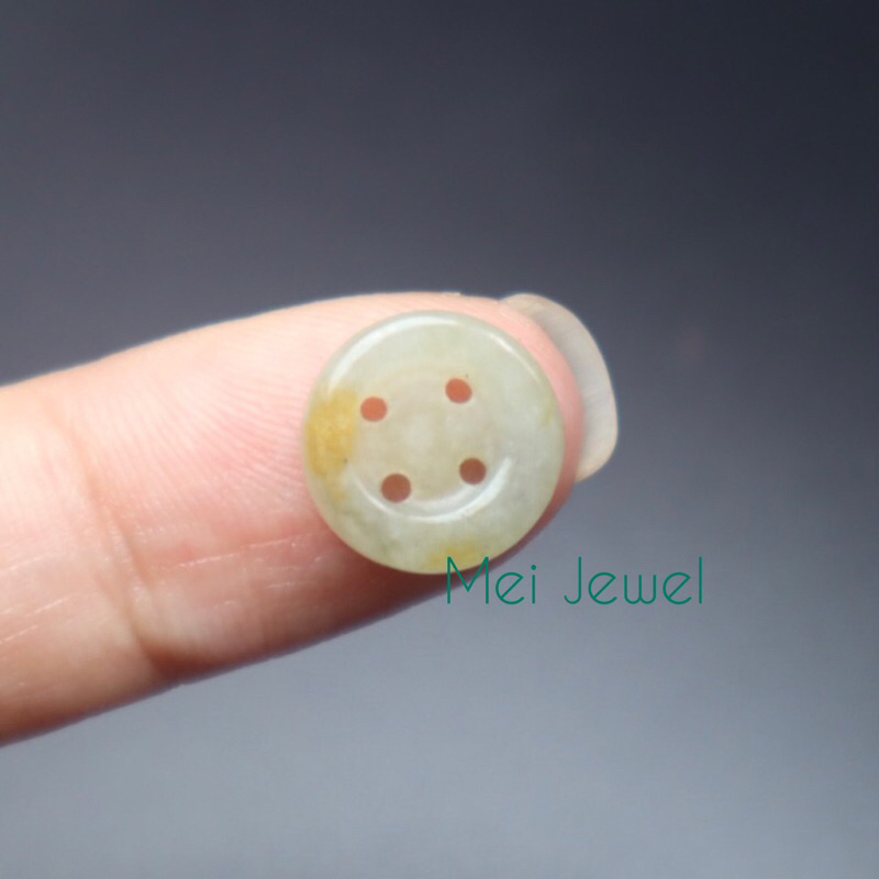 Jadeite Jade Buttons กระดุมหยกพม่า หยกเจไดต์ Type A 12mm x 3mm | Shopee ...