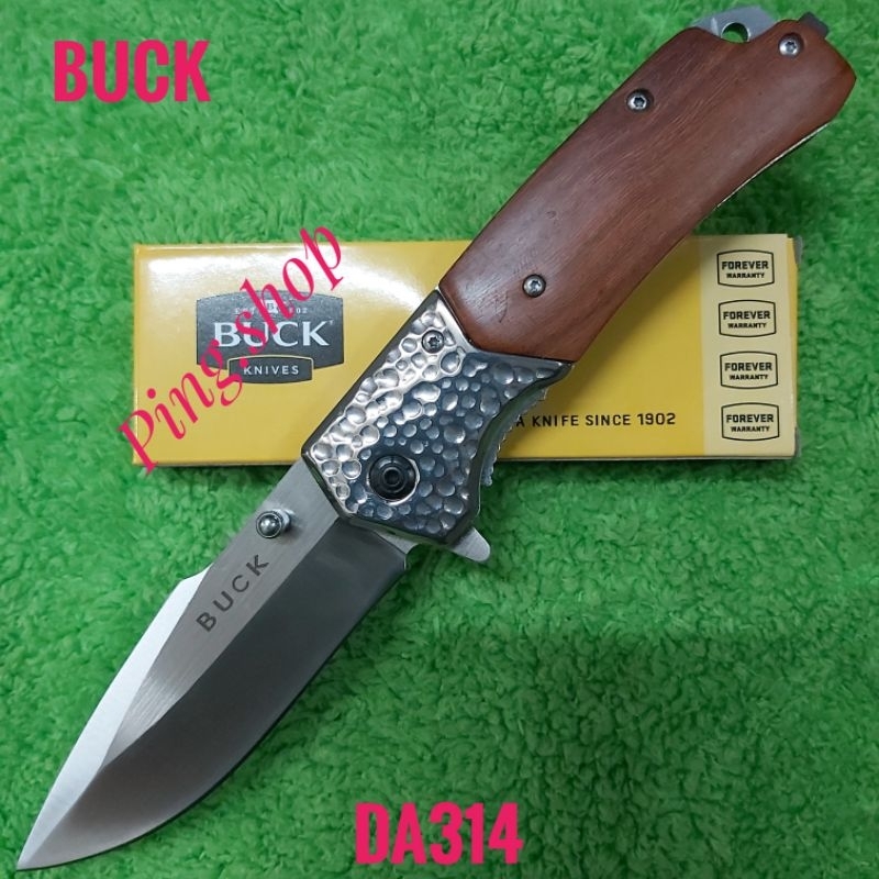 มีด มีดพับ มีดพก มีดเดินป่า มีดพับสะบัด BUCK รุ่น DA314 ใบเลสด้ามไม้ | Shopee Thailand