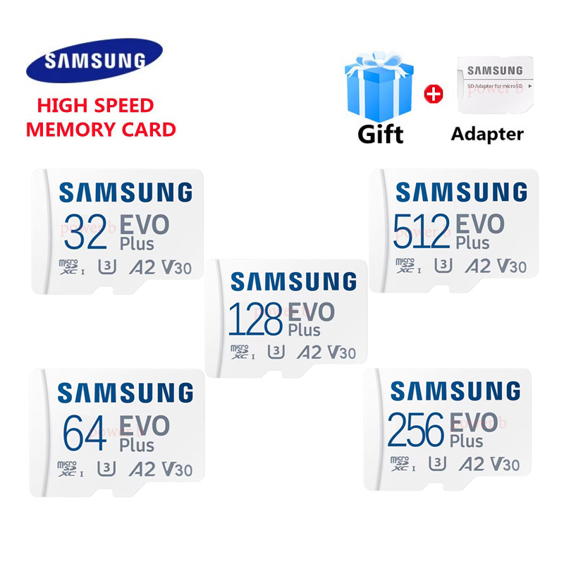 ซัมซุง SAMSUNG EVO Plus Flash Card Micro SD 512GB 256GB 128GB 64GB 32GB ...