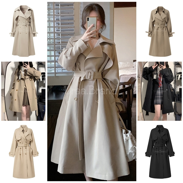 3 รุ่น / XS-XL (พร้อมส่ง) เสื้อโค้ท โค้ทยาว พร้อมเข็มขัด Trench Coat ...