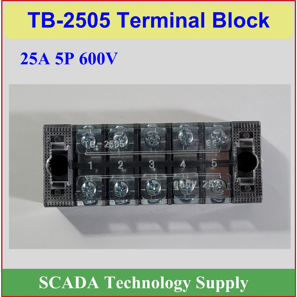 Terminal 5P TB-2505 25A 600Vเทอร์มินอล 5 ช่อง ตัวนำทองแดงและตัวนำเหล็ก ...