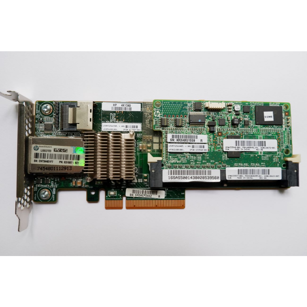 HP Smart Array p222/512mb FBWC 6gb 2-port SAS Controller ขาสั้น (Used ...