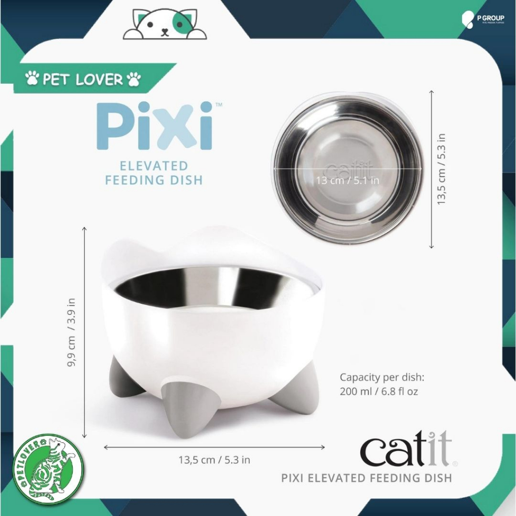 Catit Pixy Elevated feeding dish ชามยกสูง สีขาว ขนาด 200ML | Shopee Thailand