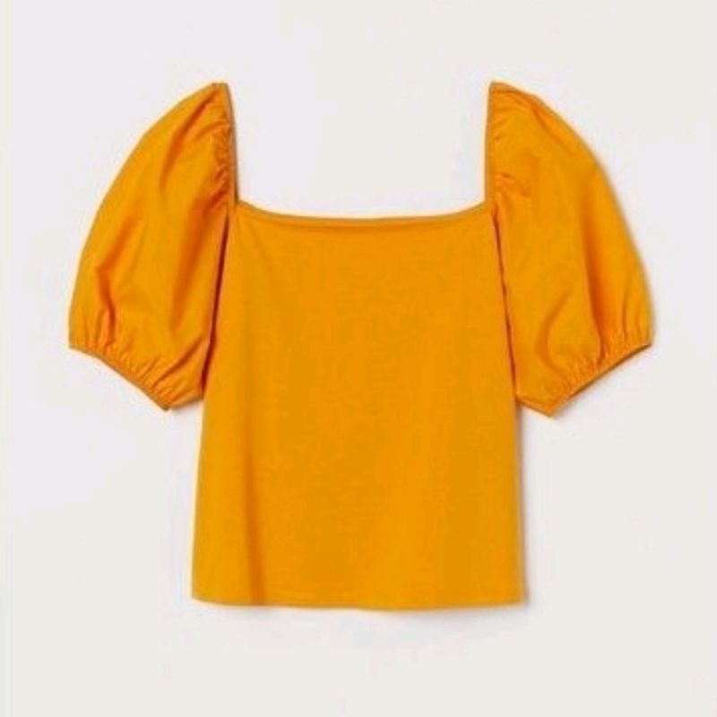 H: Puff Sleeved Yellow Top (เสื้อเหลือง) | Shopee Thailand