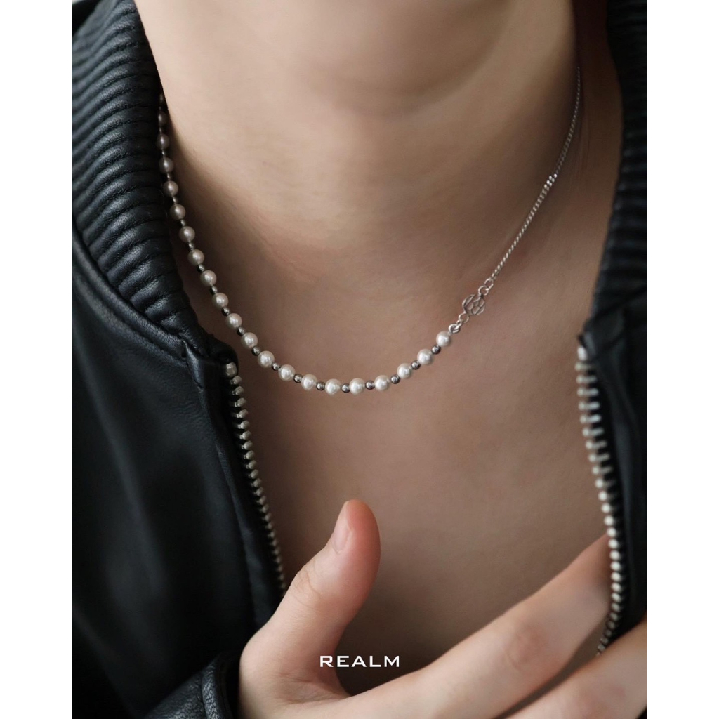 RN Maeve (Silver 925 x Shell Pearl x Pyrite Necklace) | สร้อยคอเงินแท้ 925 + ไข่มุกเปลือกหอย ...