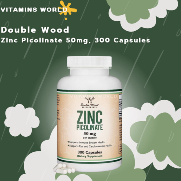 Double Wood Zinc Picolinate 50mg, 300 Capsules , Manufactured in The ...