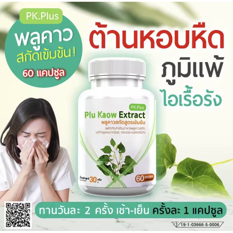 PK Plus Plu Kaow Extract (60แคปซูล)พลูคาวสกัด | Shopee Thailand