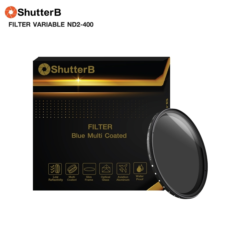 SHUTTER B FILTER MC ND2-400 BLUE COATING 49-82mm. Fader Variable Camera Lens Filter. ฟิลเตอร์ ...