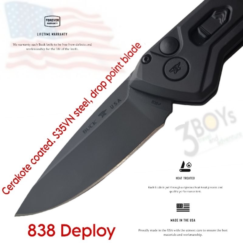 มีด BUCK แท้ รุ่น 838 Deploy Blackout Pro มีดระบบ Auto ใบมีด S35VN ...