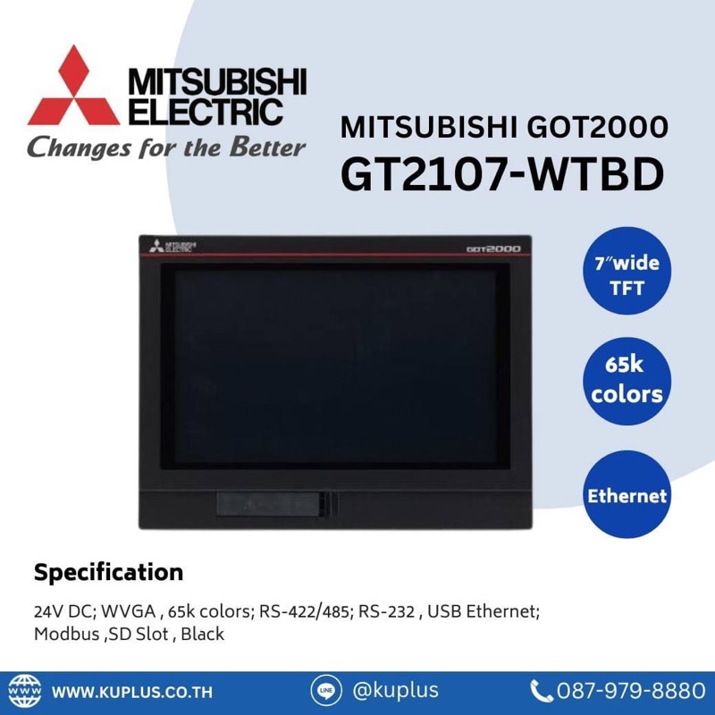 GT2107-WTBD Mitsubishi GT21 Series GOT2000 Touch Screen HMI 7 in LCD ...