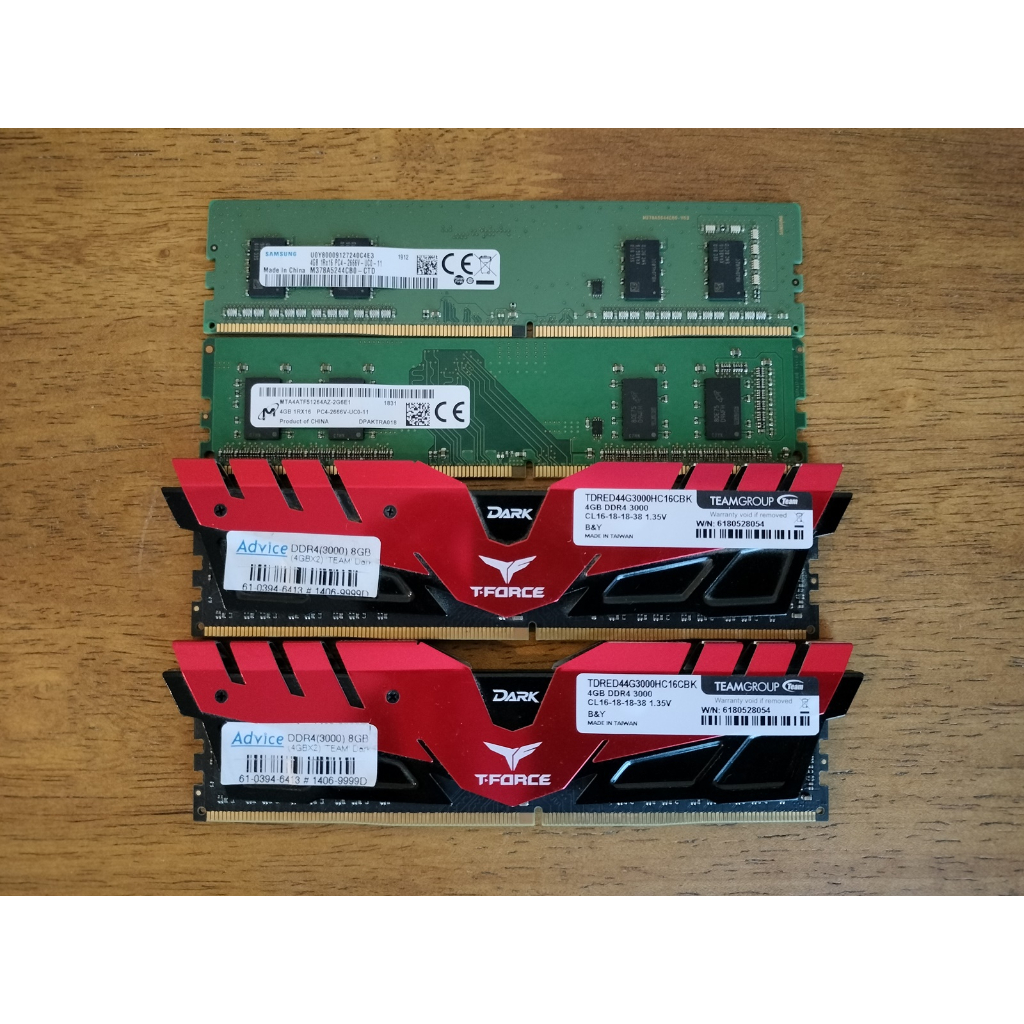 RAM PC แรม (หน่วยความจำ) Team (Dark/Red) DDR4/3000 4x2 8GB + RAM แบรนด์ ...