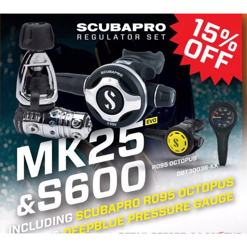 Scuba Pro MK25EVO S600+ OCTUPUS R095+ MINI 2K SPG ฟรีหมวก cap Scuba Pro ...