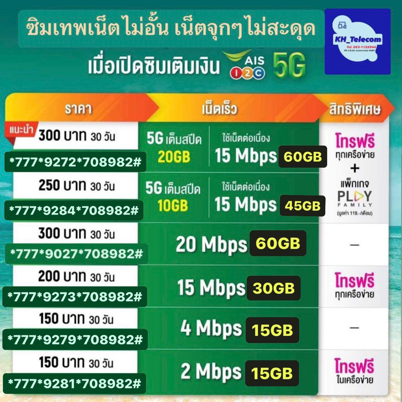 AISซิมเทพ 4Mbps 15Mbps 20Mbps ไม่อั้นสุดคุ้ม ลูกเทพ หลานเทพ ซิมเทพ ต่ออายุได้6เดือน เพียงเติม ...
