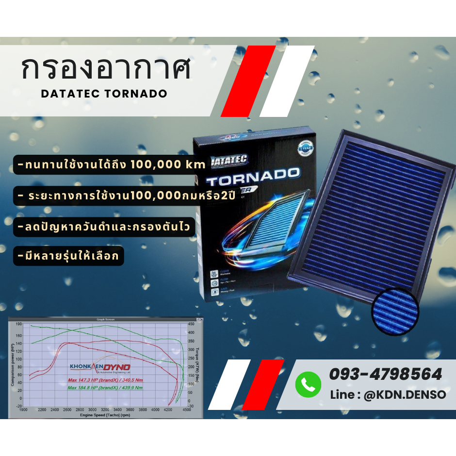 กรองอากาศ DATATEC TORNADO ทนทานใช้งานได้ถึง 100,000 km มีหลายรุ่นให้เลือก | Shopee Thailand